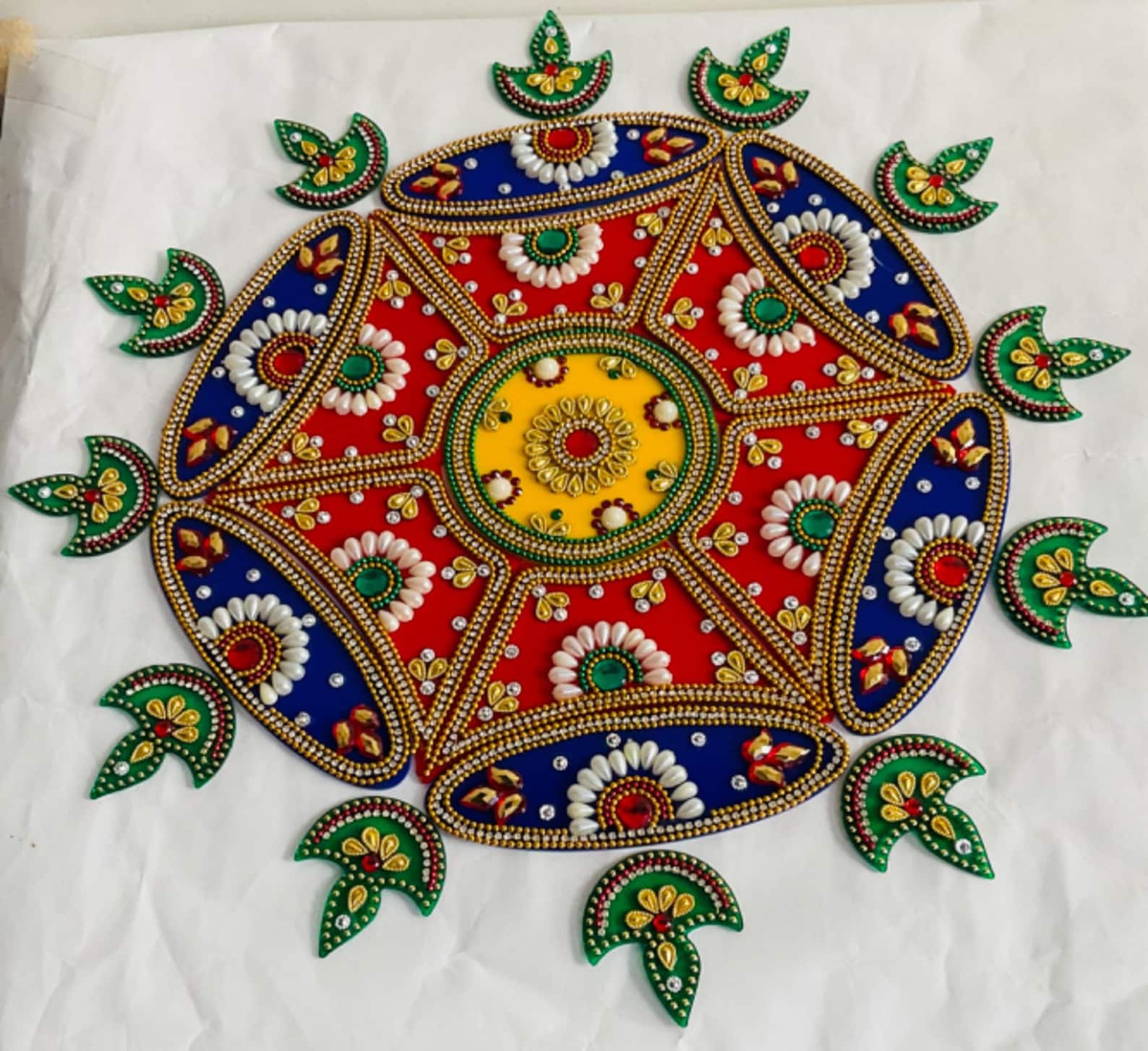 DIYA Big Acrylic RANGOLI (16"/ 16" )a Set of 25 Pieces for Diwali Gift ...