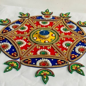 DIYA Big Acrylic RANGOLI (16"/ 16" )a Set of 25 Pieces for Diwali Gift ...