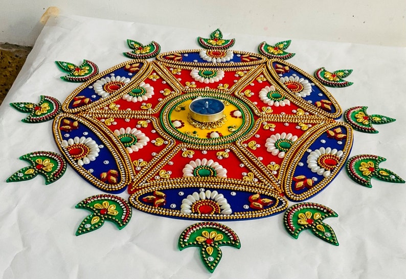 DIYA Big Acrylic RANGOLI (16"/ 16" )a Set of 25 Pieces for Diwali Gift ...