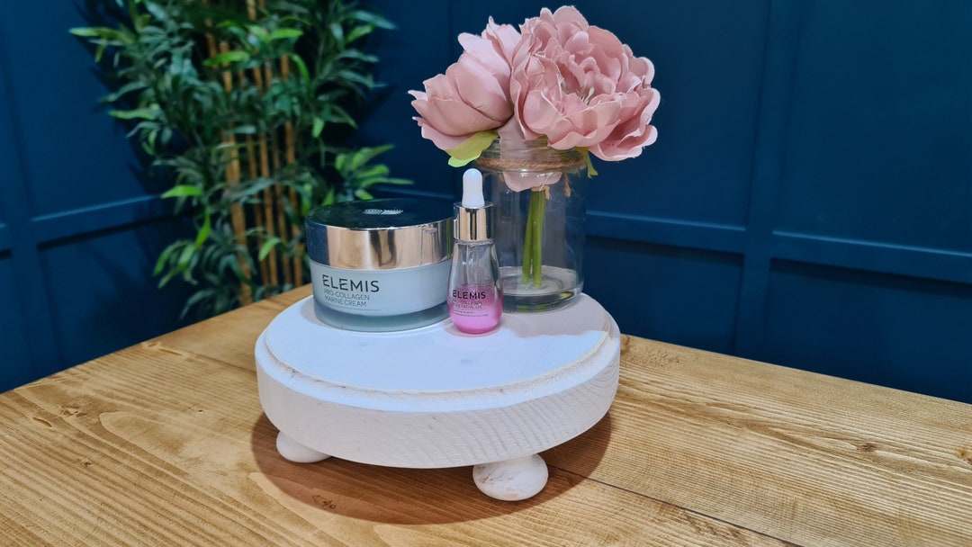 White Distressed Circular Riser Made From Reclaimed Wood. - Etsy