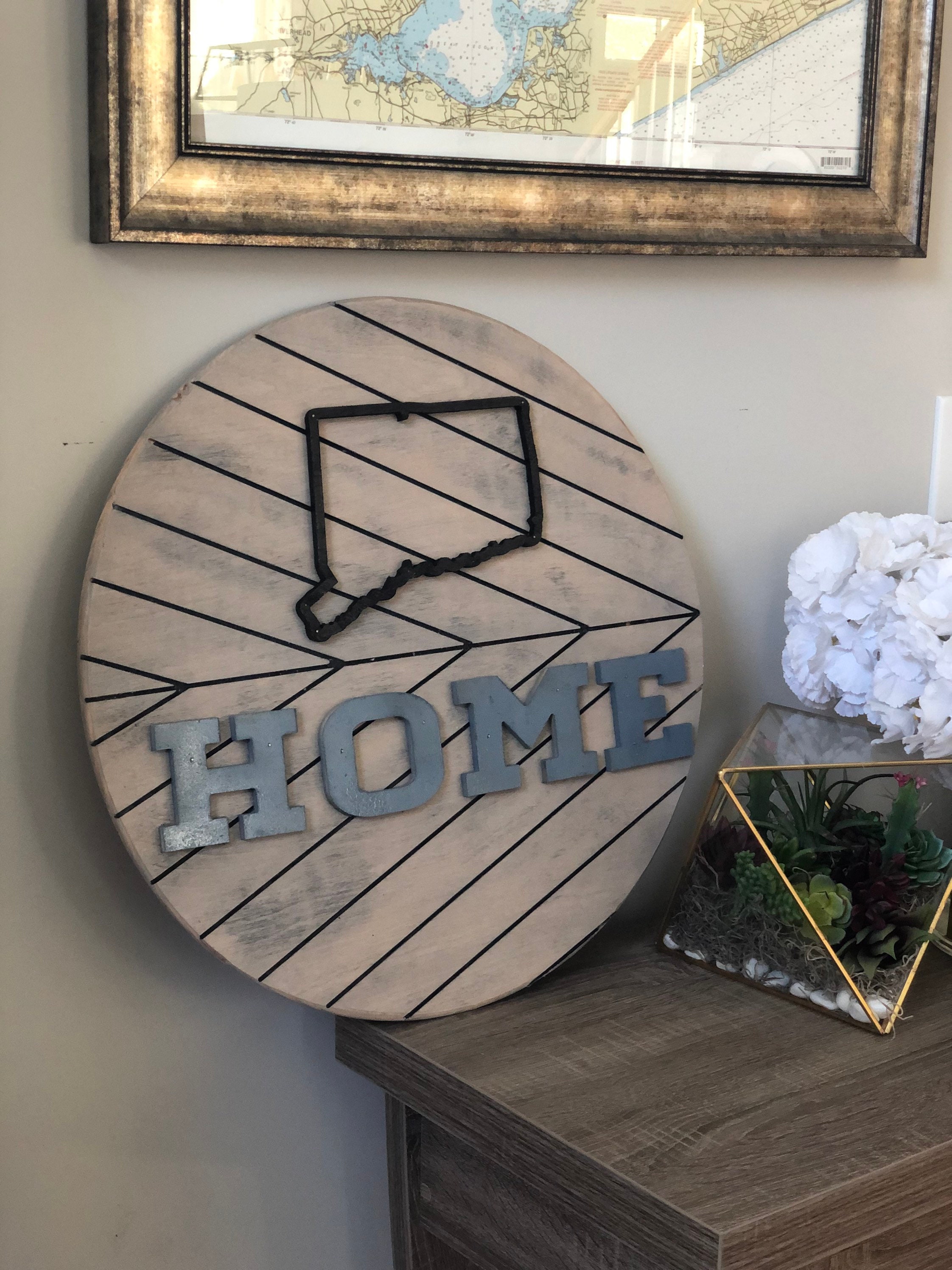 Wall Home Decor Original, State Sign, Home State Sign, Connecticut Sign ...