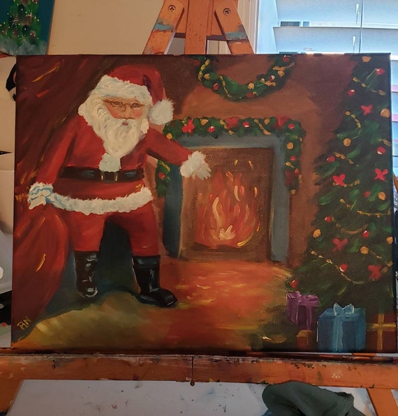 Santa by the Fire - Etsy