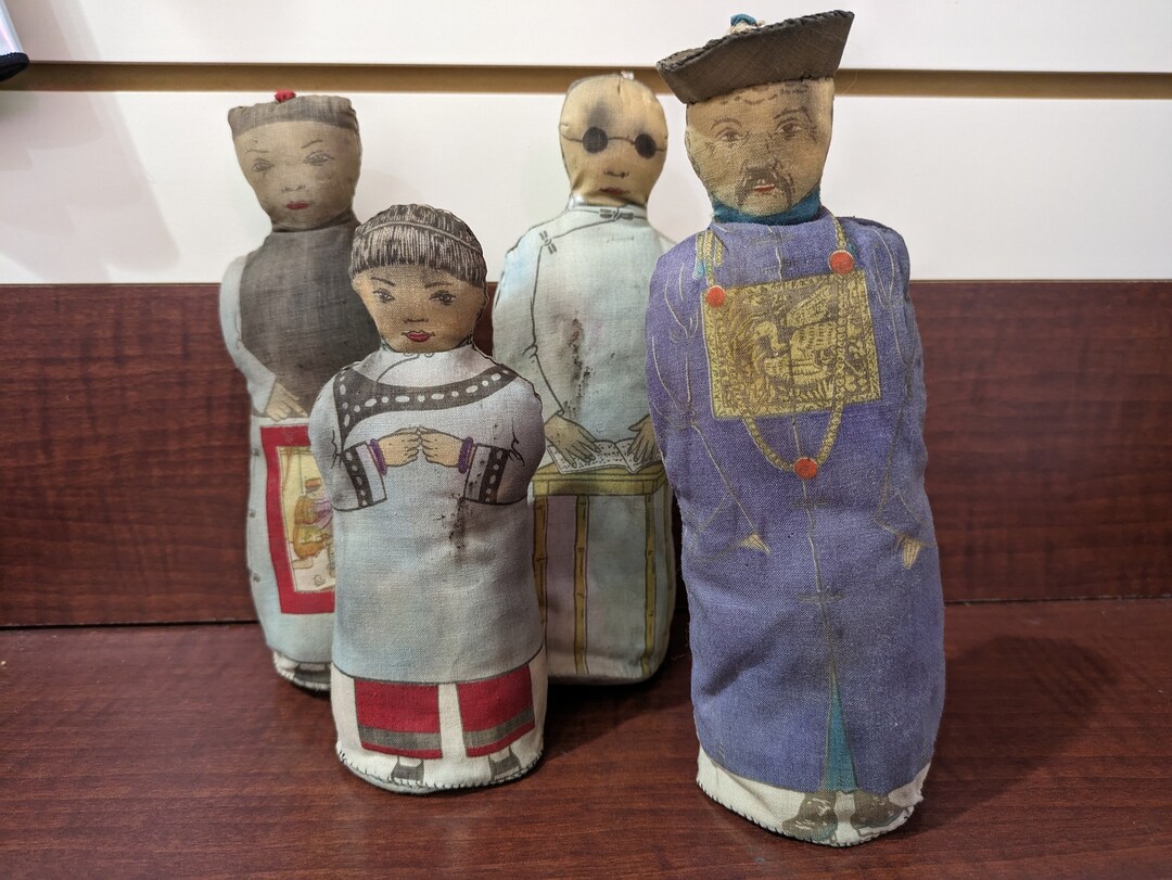 Chinese Folktale Character Cloth Dolls Set of Four Featuring a Jiangshi ...