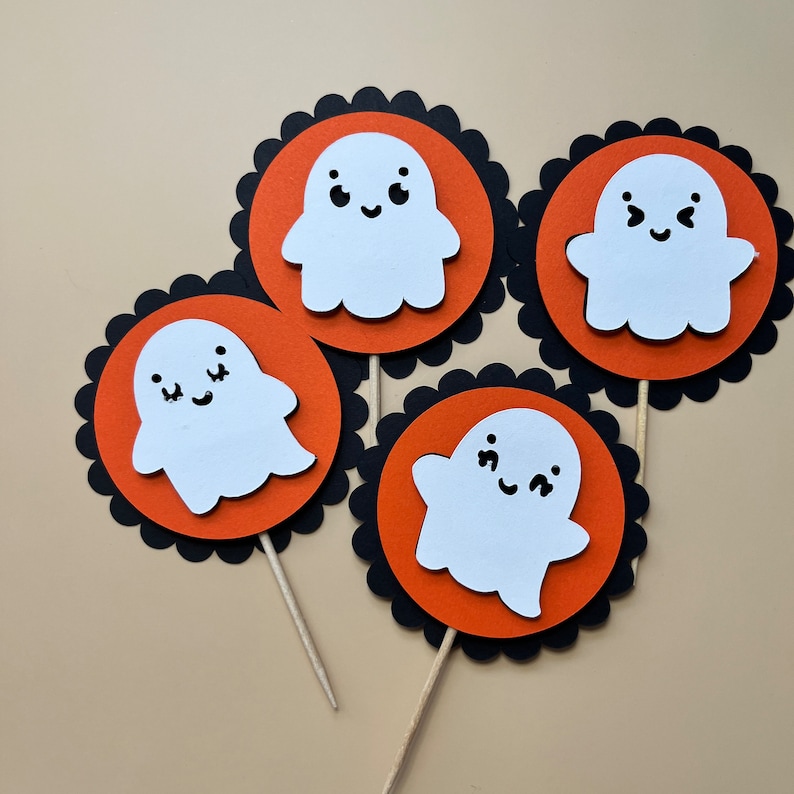 Halloween Cupcake Topper, Halloween Party Decorations, Ghost Cupcake ...