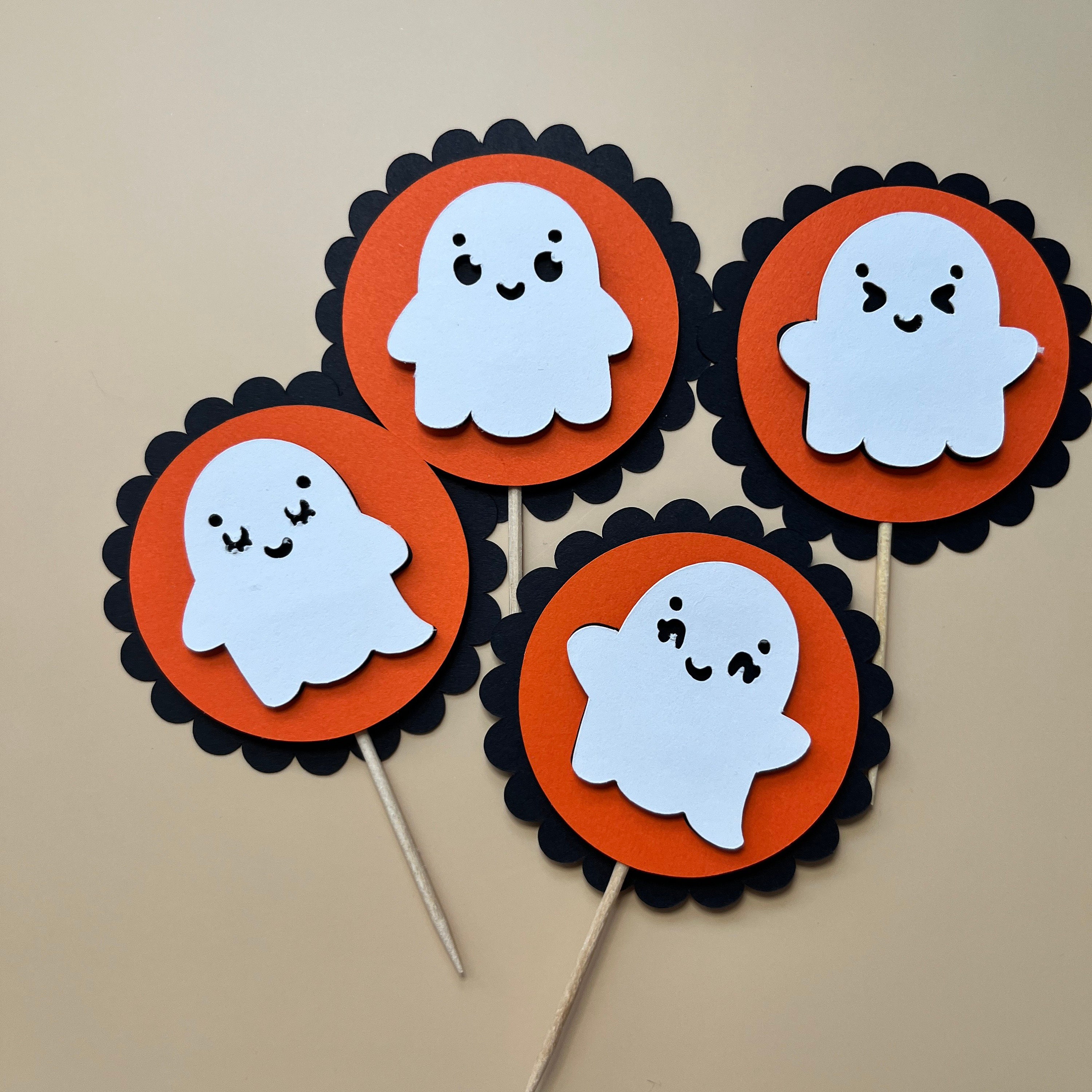 Halloween Cupcake Topper Halloween Party Decorations Ghost - Etsy