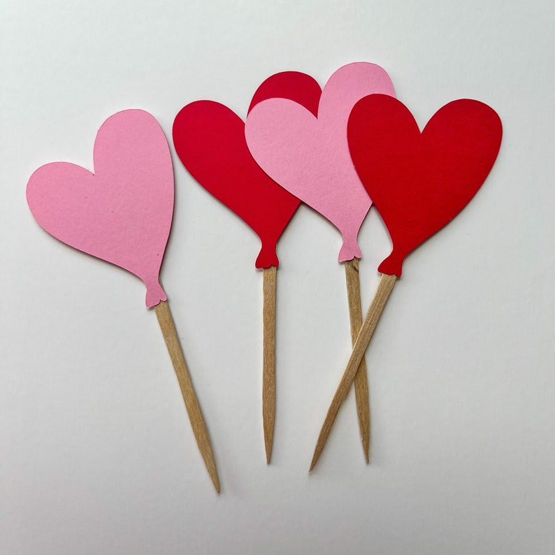 Heart Cupcake Toppers, Valentine's Day Cupcake Toppers, Valentines ...