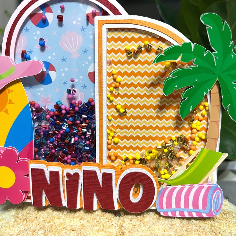 Summer Cake Topper, Beach Cake Topper, Shaker Cake Topper, Tropical ...