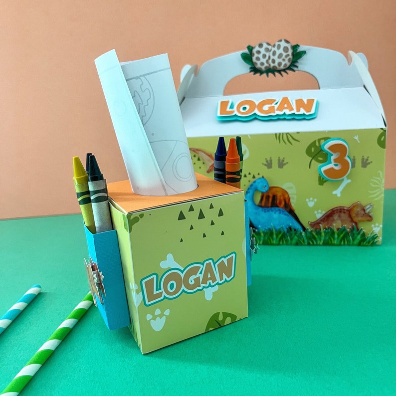 Coloring Activity Box, Dinosaur Party Decorations, Coloring Box ...