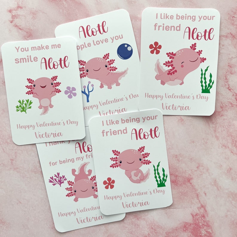 Axolotl Valentine's Day Tags, Axolotl Valentine's Day Cards, Classroom ...