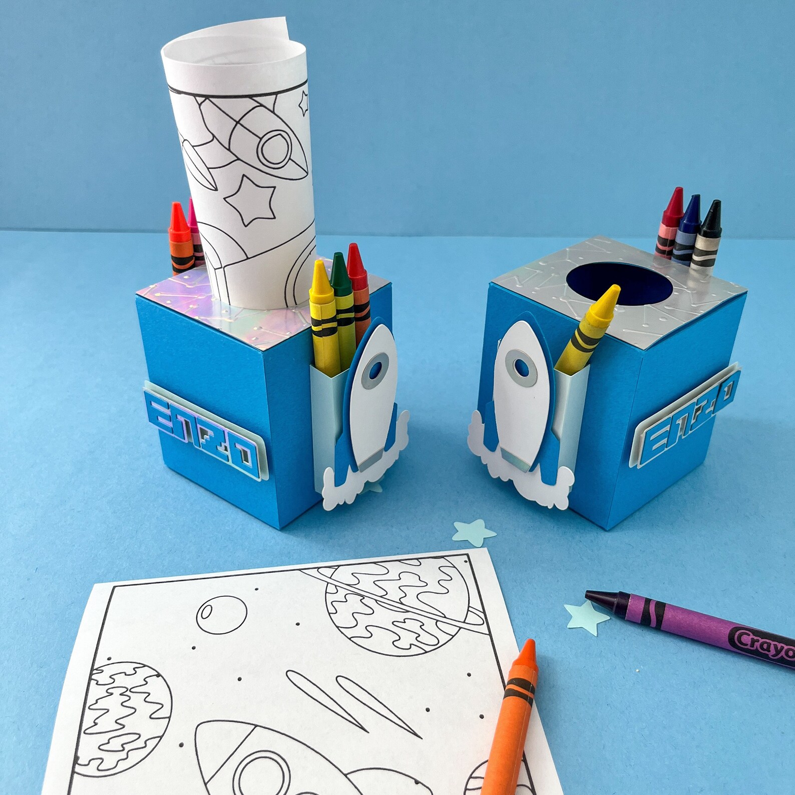 Coloring Activity Box, Party Decoration, Coloring Box, Space Birthday ...