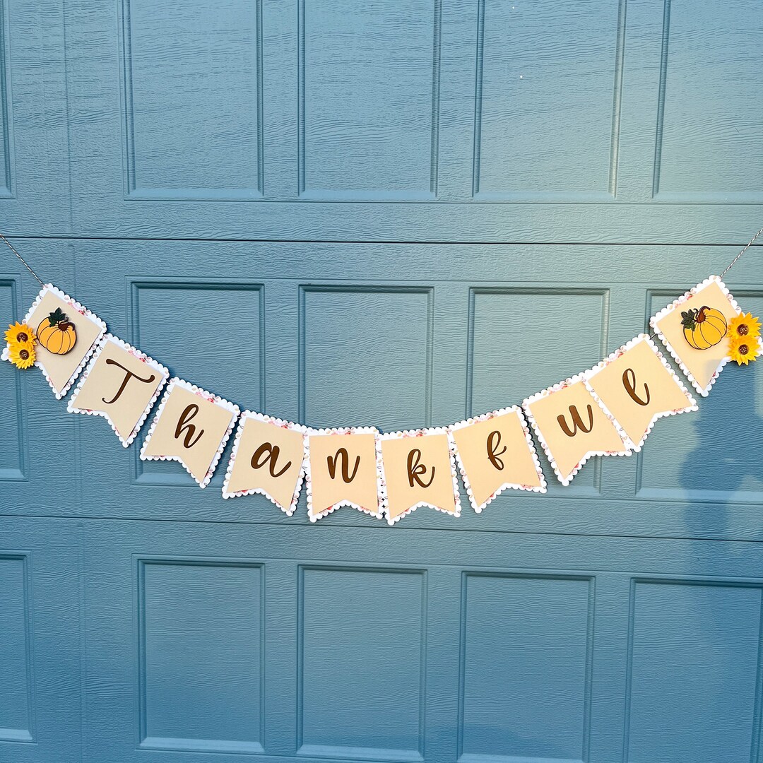 Thankful Burlap, Fall Banner, Banner Party Decorations, Thankful ...