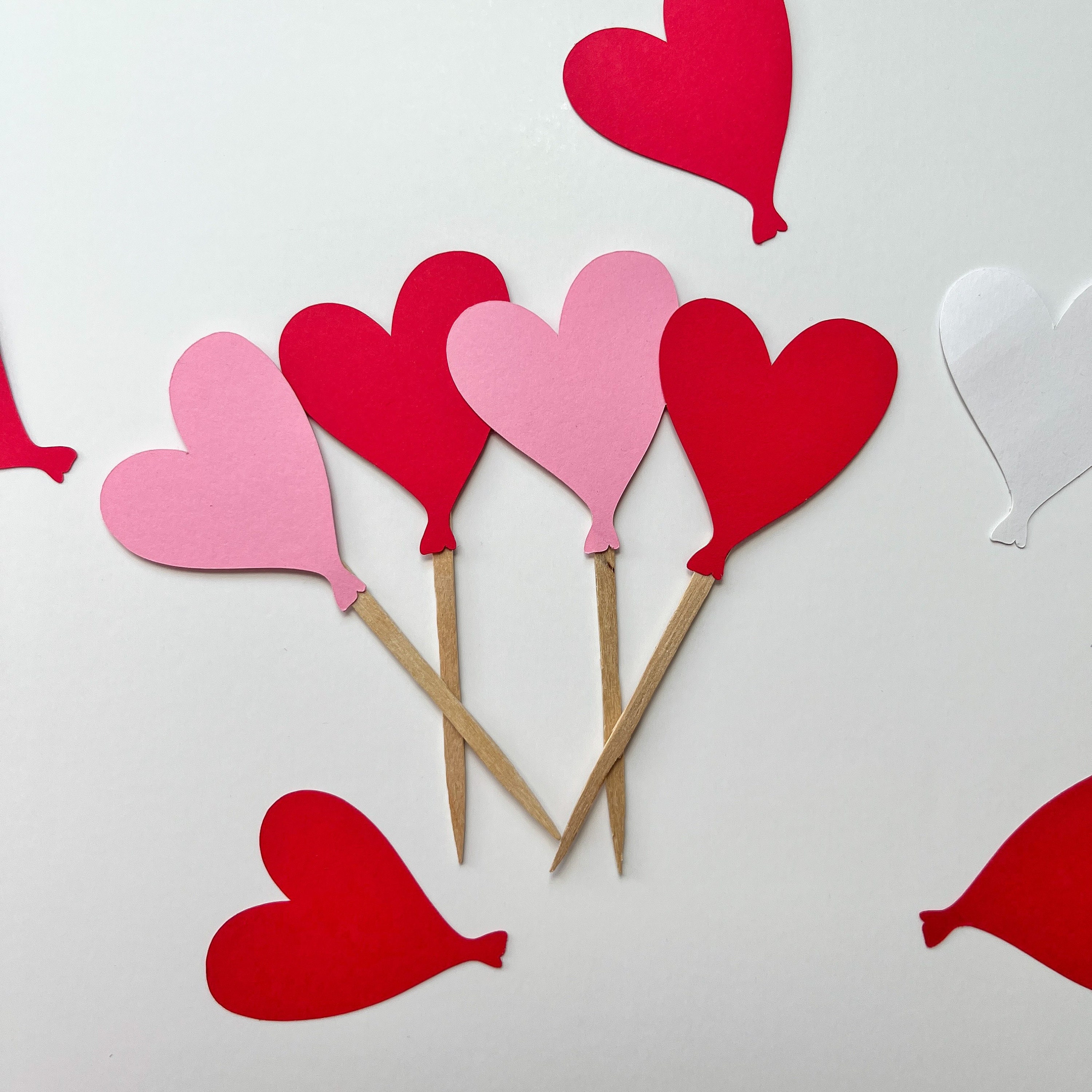 Heart Cupcake Toppers, Valentine's Day Cupcake Toppers, Valentines ...
