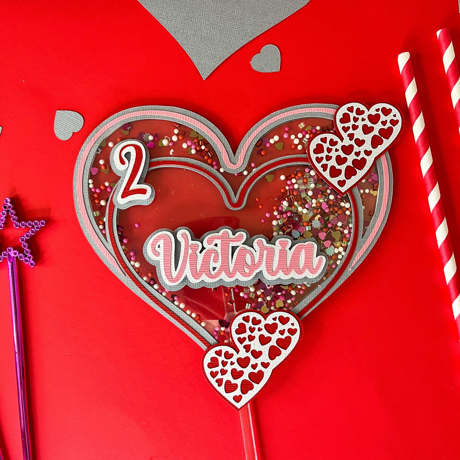 Heart Cake Topper, Party Decorations, Birthday Heart Cake Topper ...