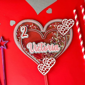 Heart Cake Topper, Party Decorations, Birthday Heart Cake Topper ...