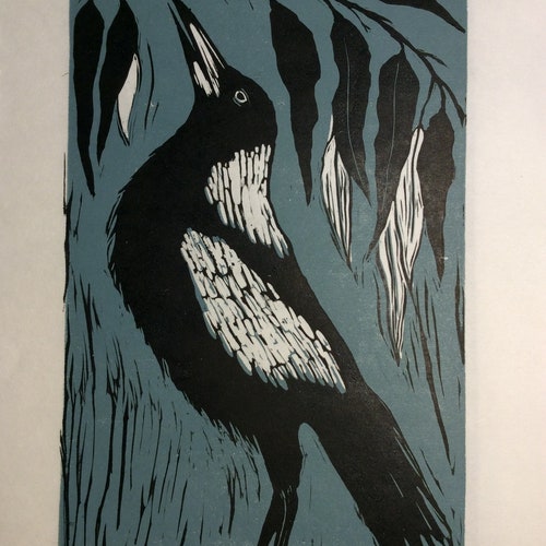 Australian Magpies Linocut Print - Etsy Australia