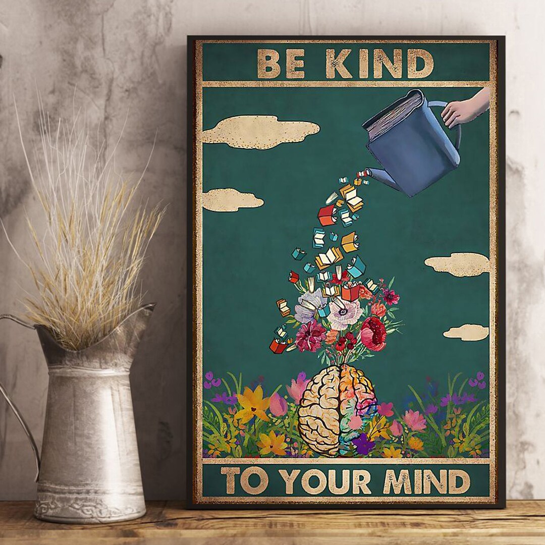 Book - Be Kind to Your Mind Poster, Cerebrum Flower Anatomy Print ...