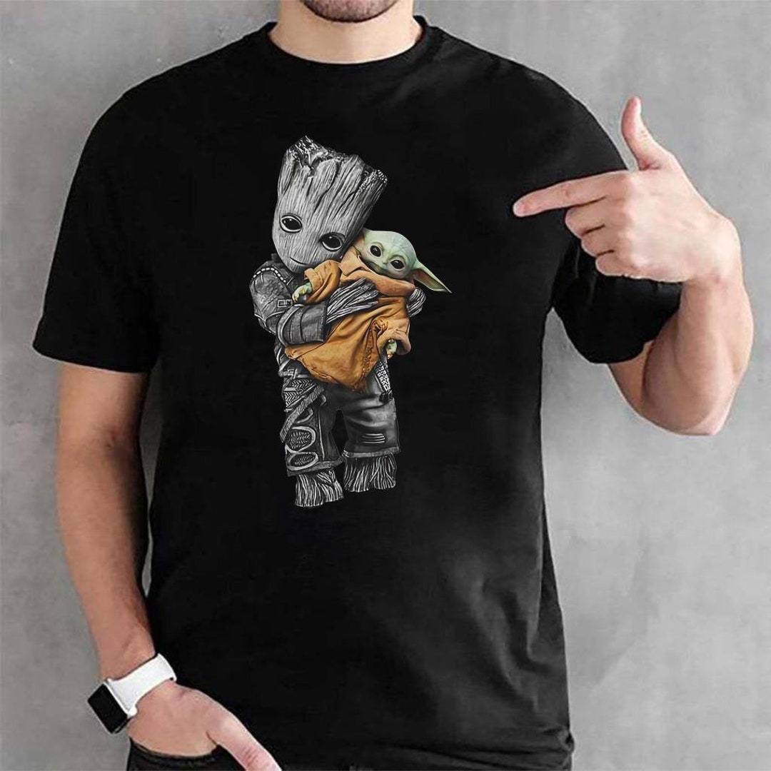 Baby Groot Hug Baby Yoda Shirt, Yoda Lover T-shirt, Yoda T-shirt Shirt, Gift Shirts, Unisex ...