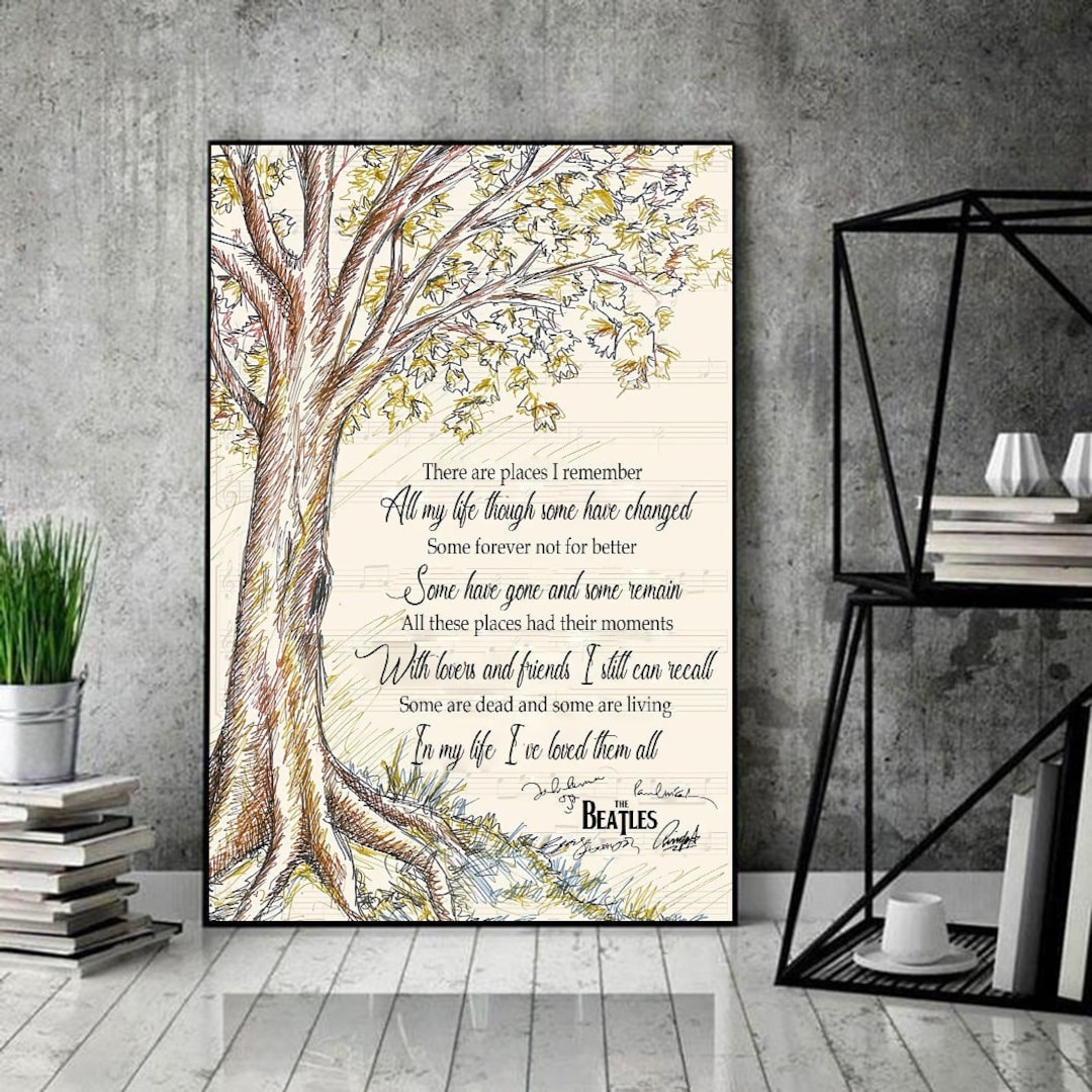 In My Life the Beatles Lyrics Poster, the Beatles in My Life Canvas ...