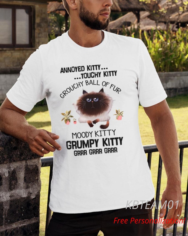 Annoyed Kitty Touchy Kitty Grouchy Ball of Fur Moody Kitty Grumpy Kitty Funny Cat T-shirt, Funny ...