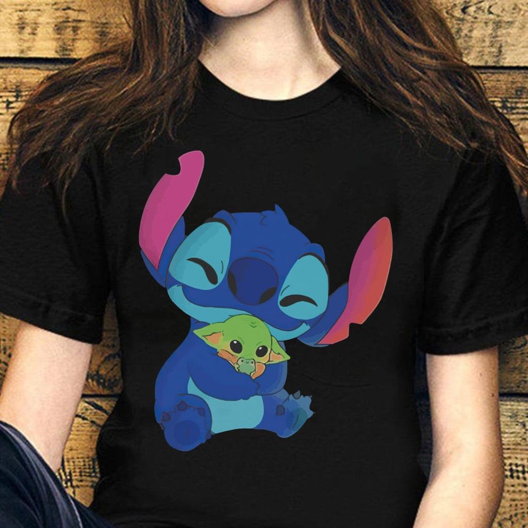 Baby Stitch Hug Baby Yoda Shirt, Yoda Lover T-shirt, Yoda T-shirt Shirt ...
