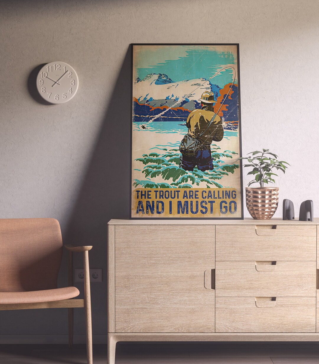 Fishing Poster, the Trout Are Calling and I Must Go Vintage Poster ...