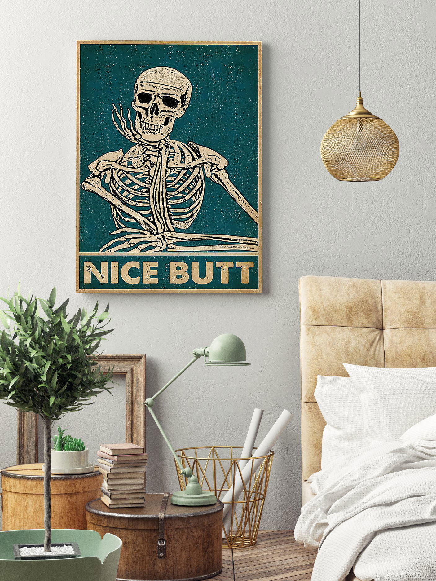 Skeleton Poster, Nice Butt Skeleton Vertical Poster, Funny Skeleton ...