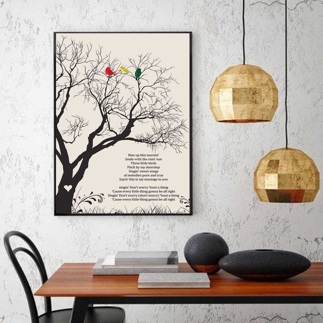 Bob Marley Three Little Birds Song Lyrics Poster, Bob Marley Song ...