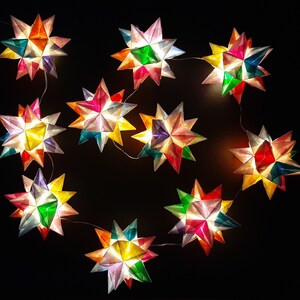 Origami Bastelset Bascetta 10 Sterne weiß/kunterbunt transparent 5,0 cm ...