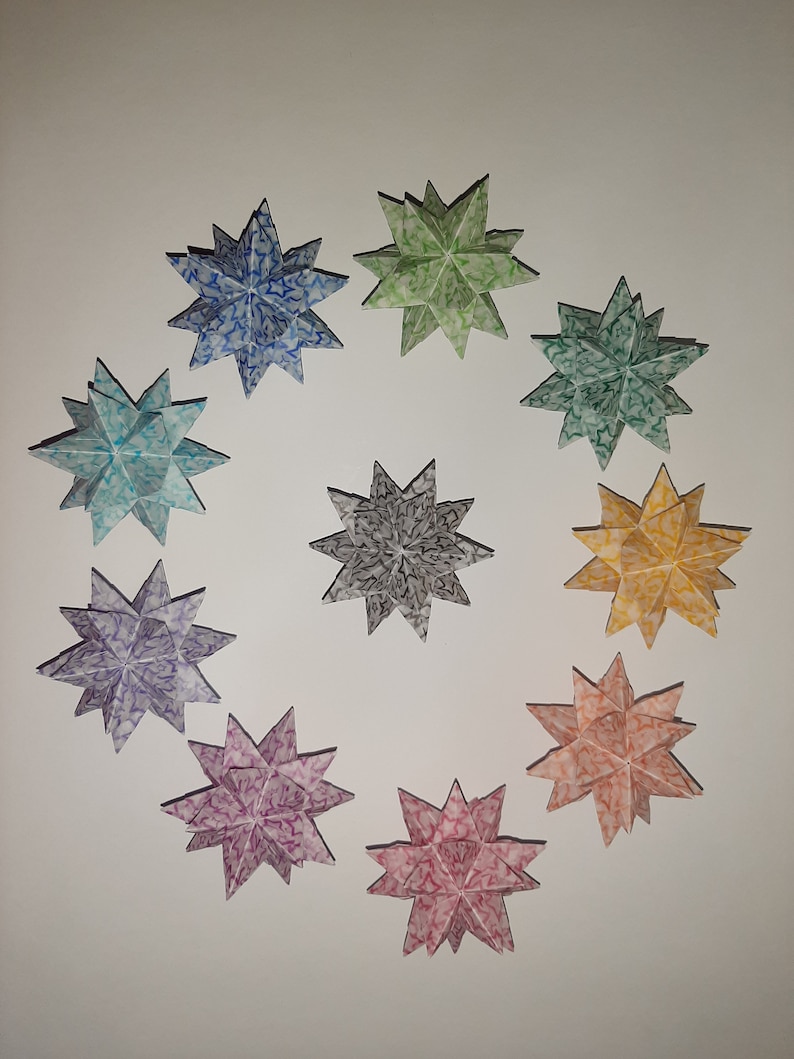 Origami Bastelset Bascetta 10 Sterne transparent Stern im Stern 5,0 cm ...