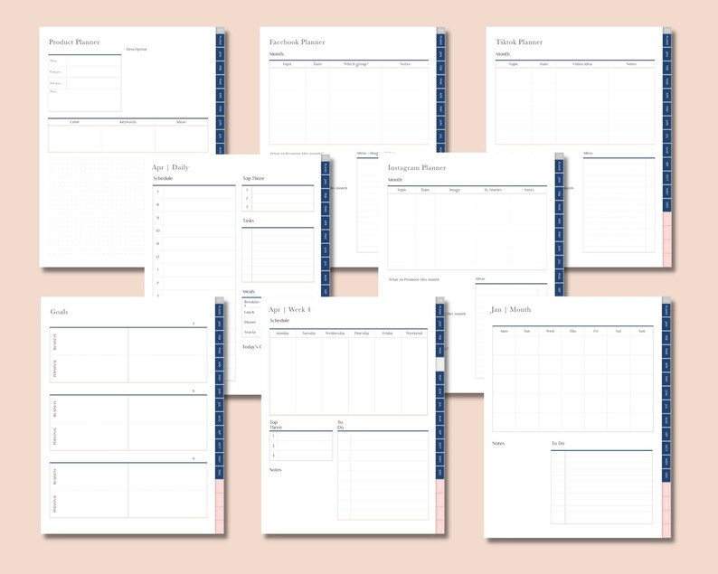 Digital Small Business Printable Planner, Undated Life Planner ...