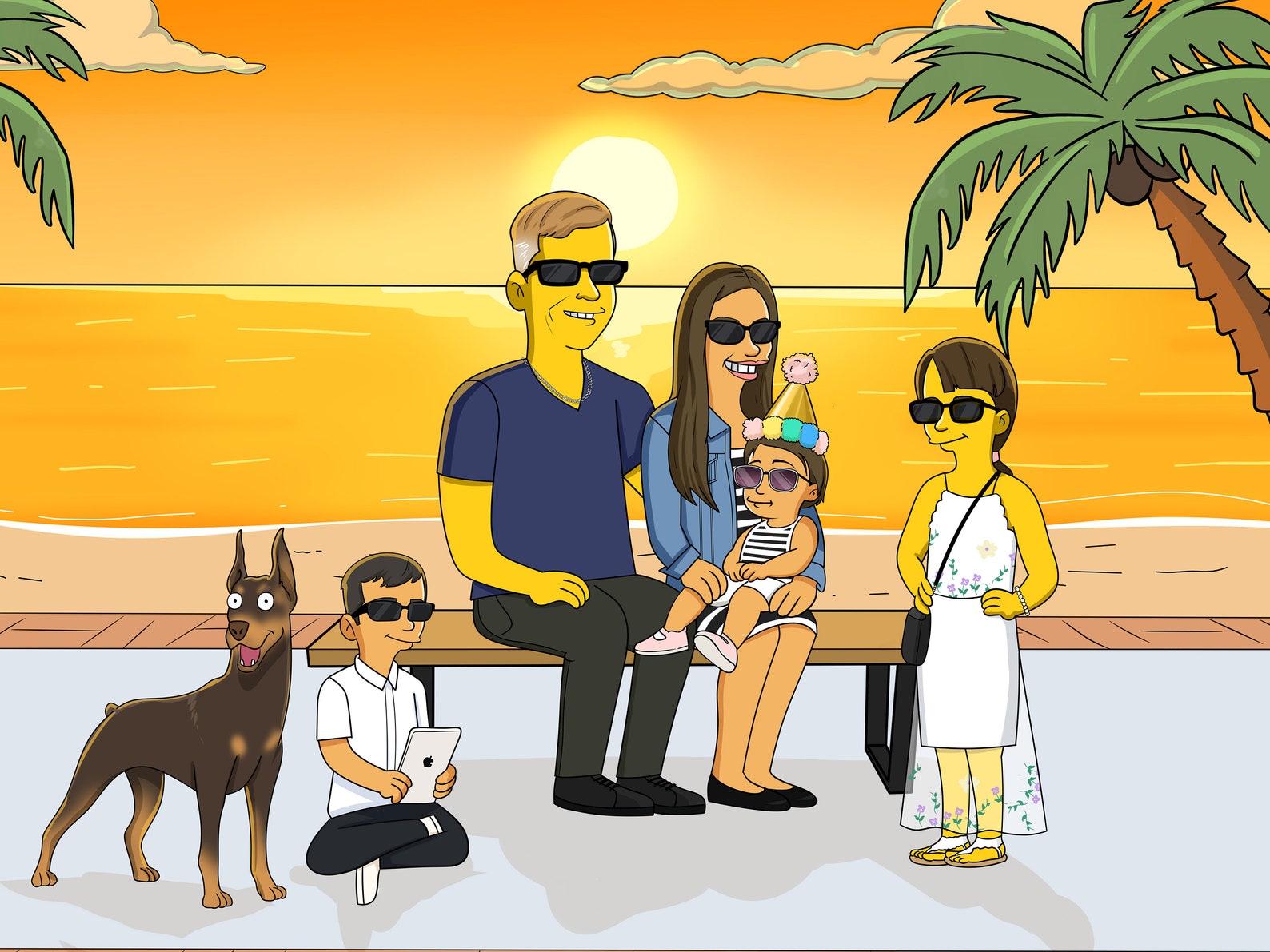Simpson Custom Portrait, Hand Drawn Portrait, Yellow Characters for ...