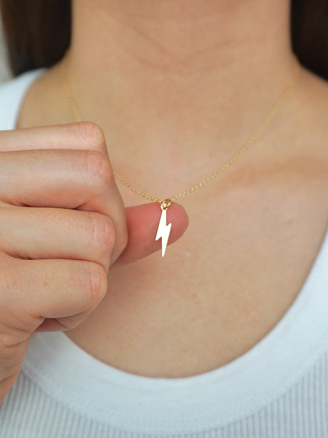 Thunder Bolt Necklace / Lightning Bolt Necklace / Gold Thunder Necklace ...