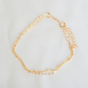 Gold Double Wrap Bracelet / Double Chain Bracelet / Double Layer Dainty ...