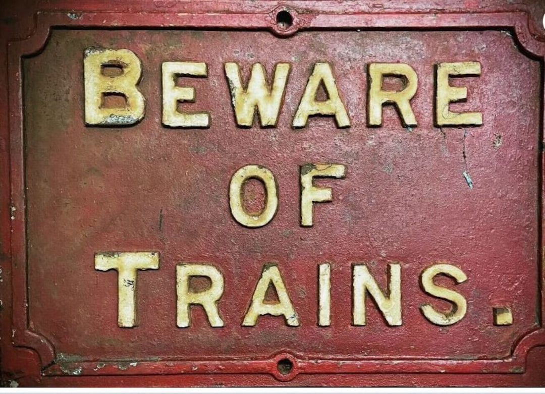 Beware of Trains Railway Sign Aluminium Metal Sign Retro Pub Bar ...