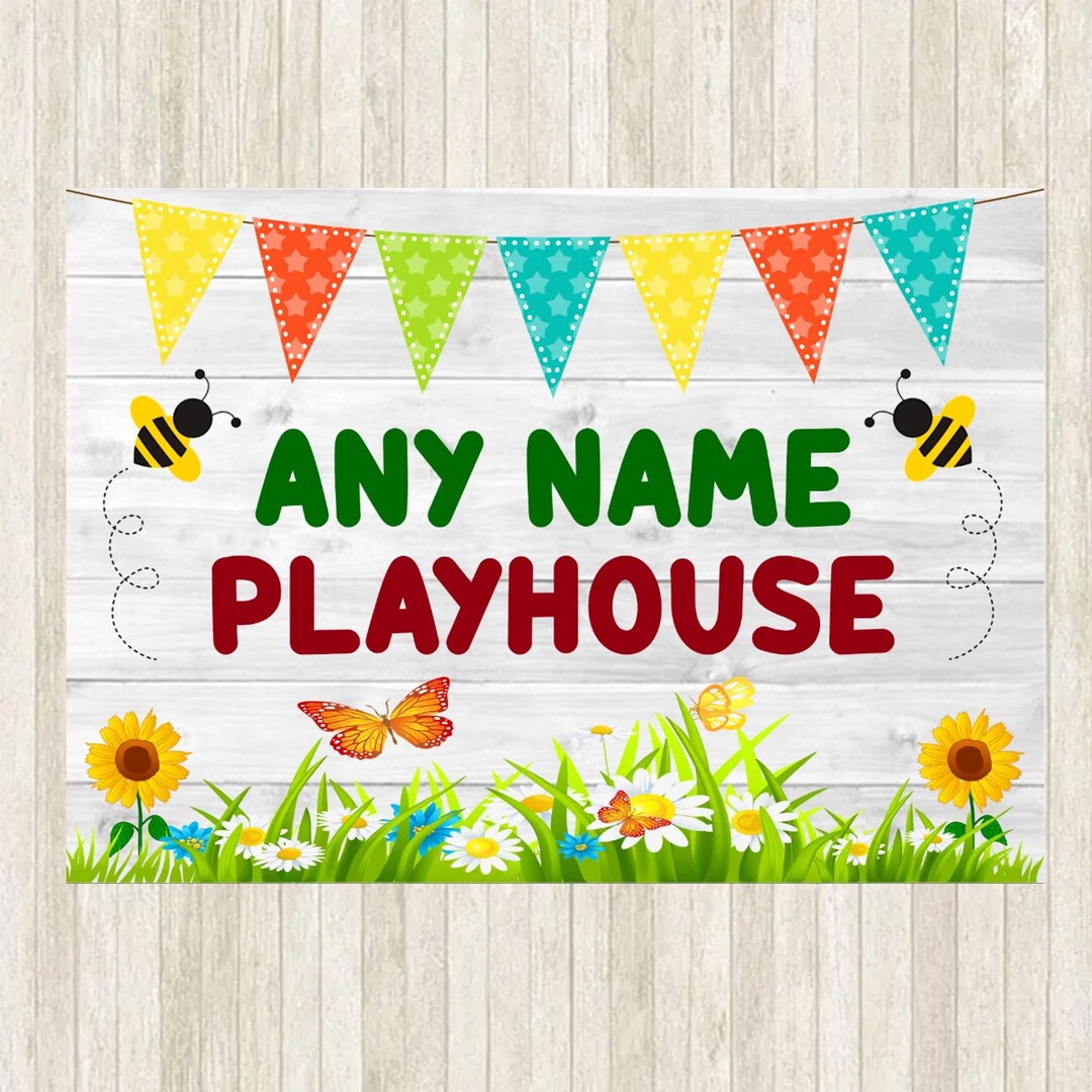 Personalised Any Name Playhouse Sign Metal Sign Bedroom Play Room Child ...