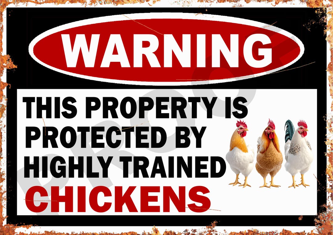 Animals Warning Sign Chickens Property Protected Metal Sign Farm Gate ...