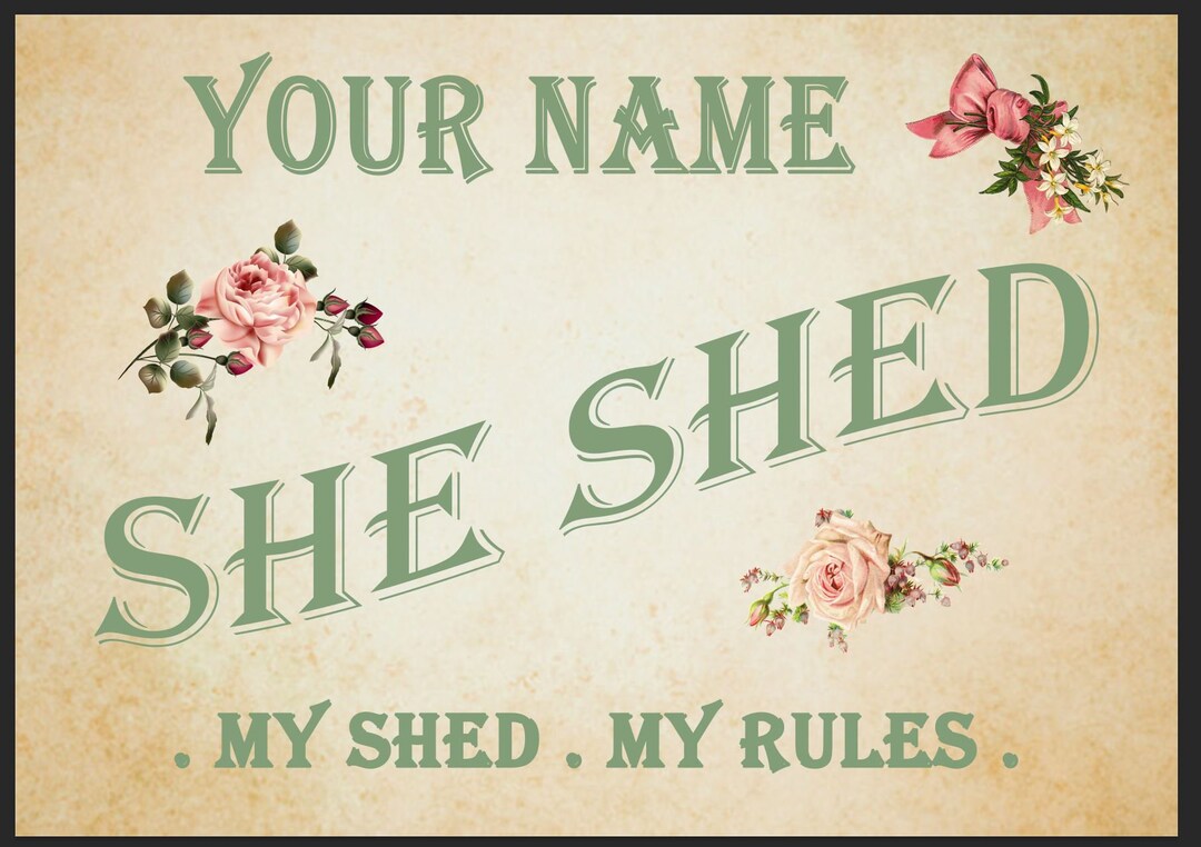 Personalised She Shed Sign Metal Garden Wall Door Decor Accessory ...