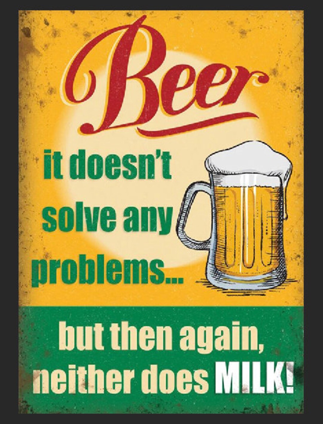 Beer Solves Problems Metal Sign Pub Wall Plaque Party Vintage Gift Bar Man Cave Fun Funny ...