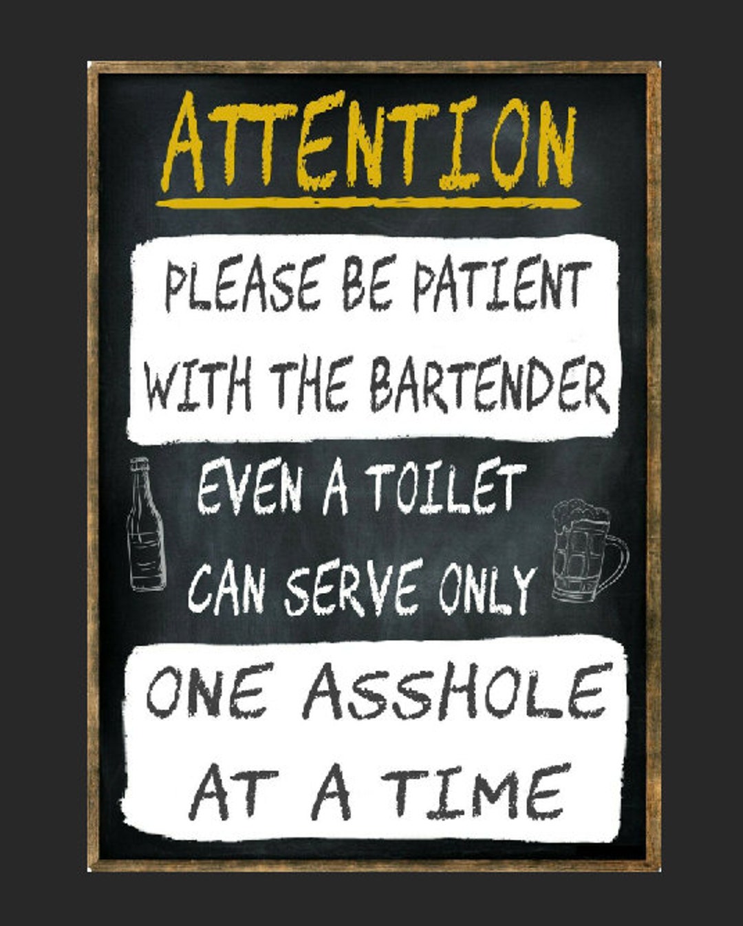Attention Patient With the Bartender Humour Bar Man Cave Metal Sign ...