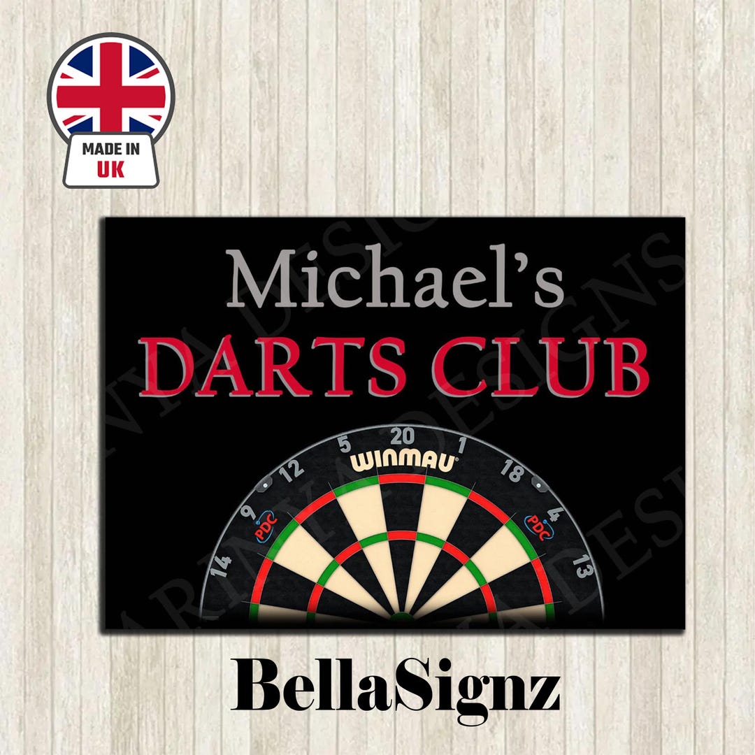 Darts Club Sign Personalised Home Bar Pub Man Cave Shed Garage Metal ...
