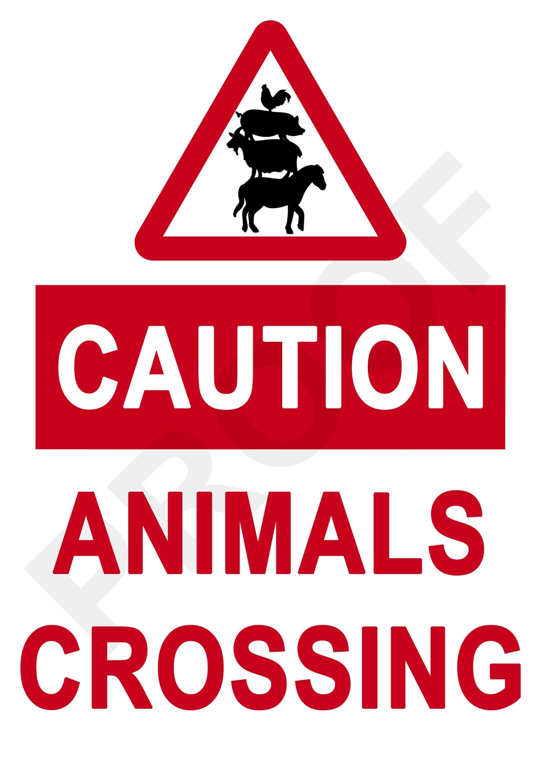 Caution Animals Crossing Metal Sign Farm Gate Cattery Wall Fence Road ...