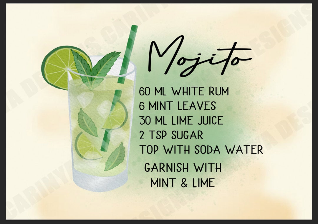 Mojito Cocktail Menu Metal Sign Pub Wall Plaque Novelty Gift - Etsy