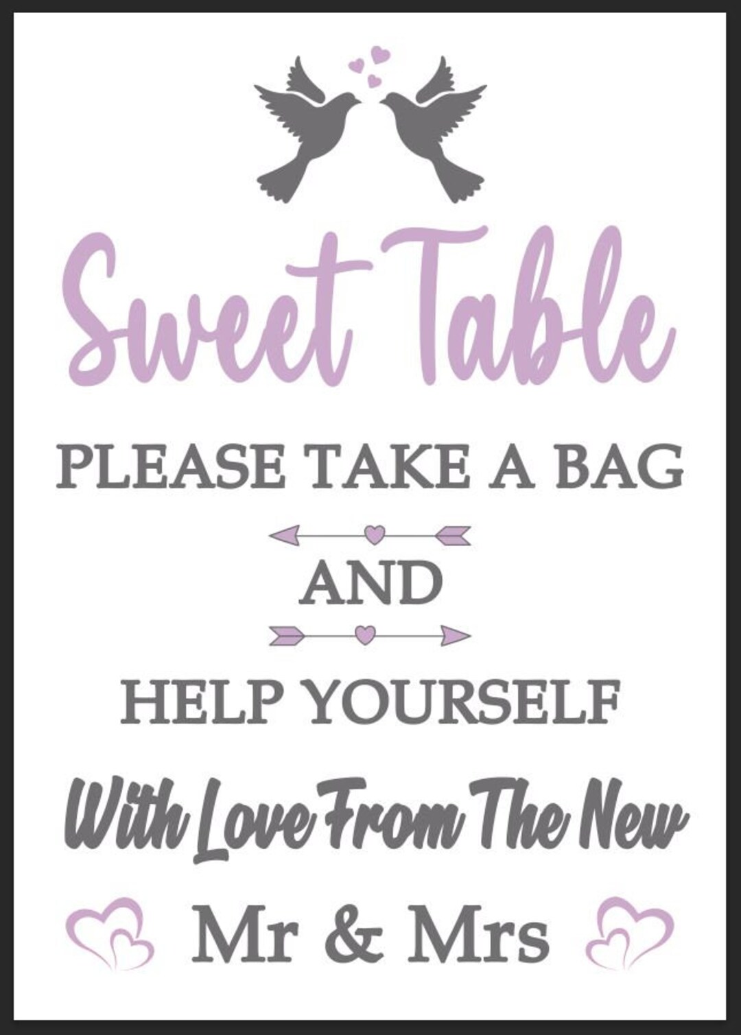 Sweet Table Candy Cart Metalsign Wedding Birthday Party Christening ...