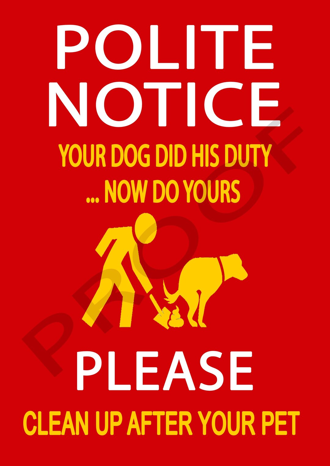 Notice Please Clean up After Your Pet Dog Poo Mess Metal Plaque Sign ...