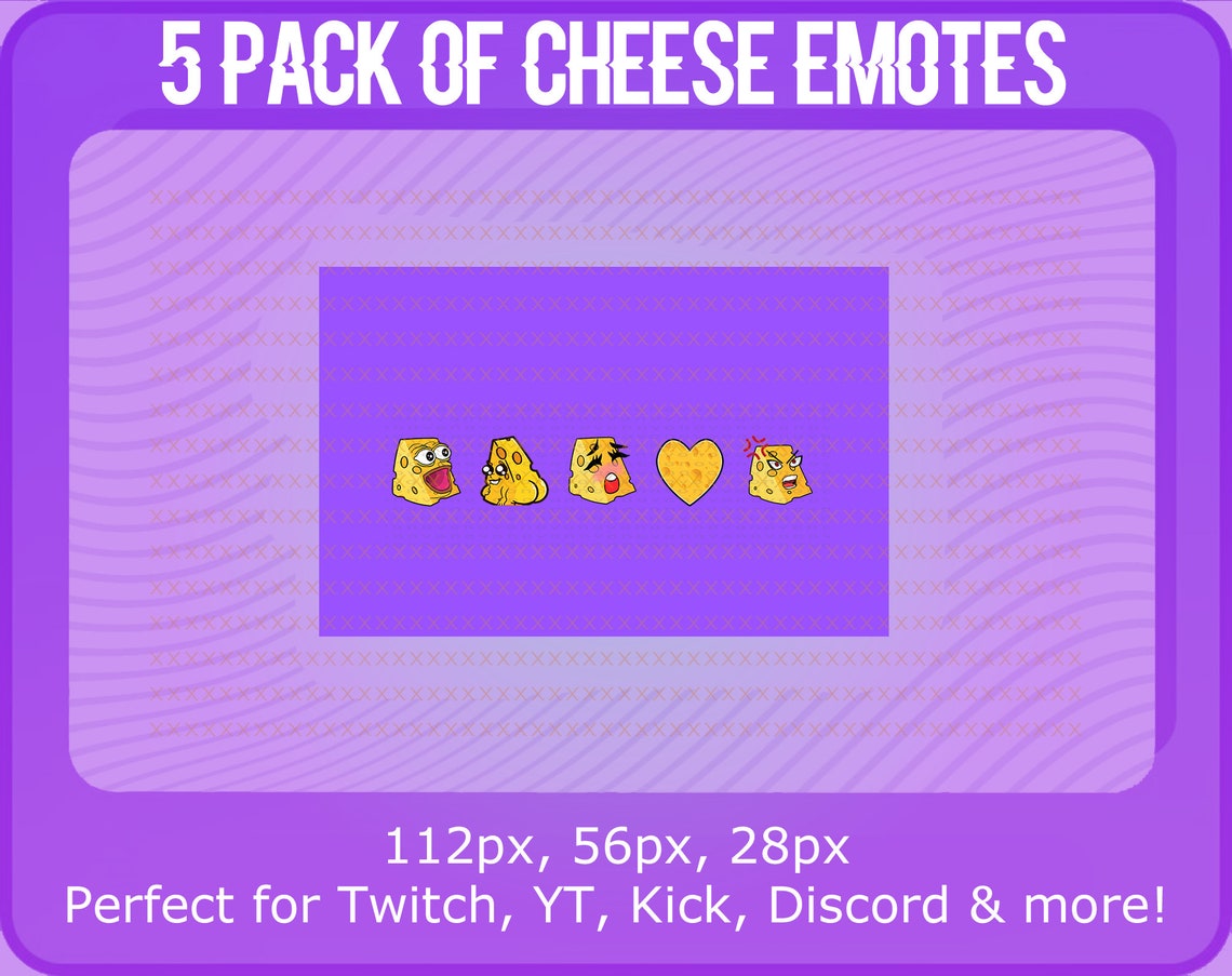 5 Pack Cheese Emotes | Kawaii Twitch Emote - Etsy