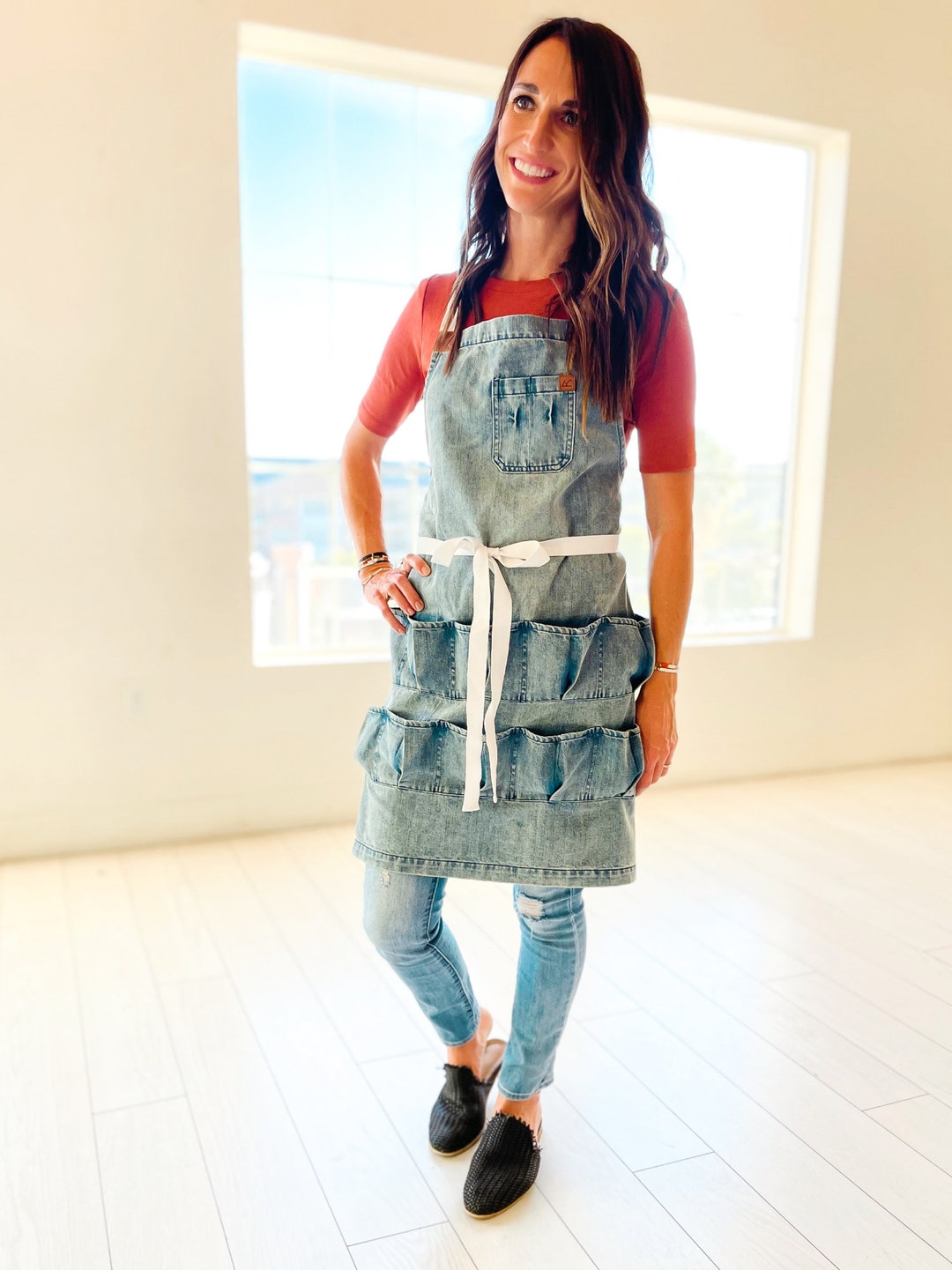 Hand-sewn Denim Egg Gathering Apron: Leather Crossback, Adults & Kids ...