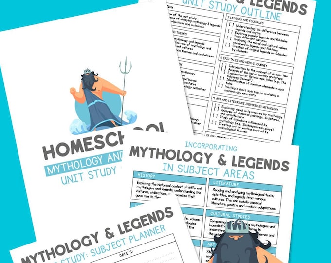 Mythology and Legends Unit Study Outline, Mythology, Mythical Legends ...