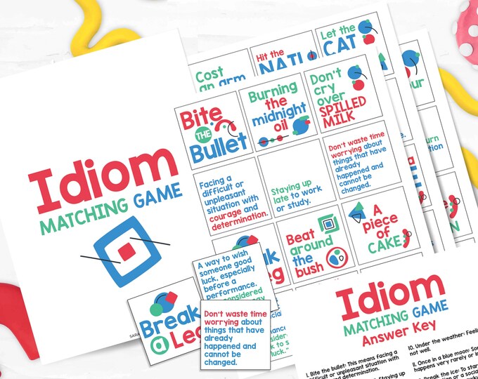 Idiom Matching Game, Idioms, Matching Game, Digital Download, Instant ...