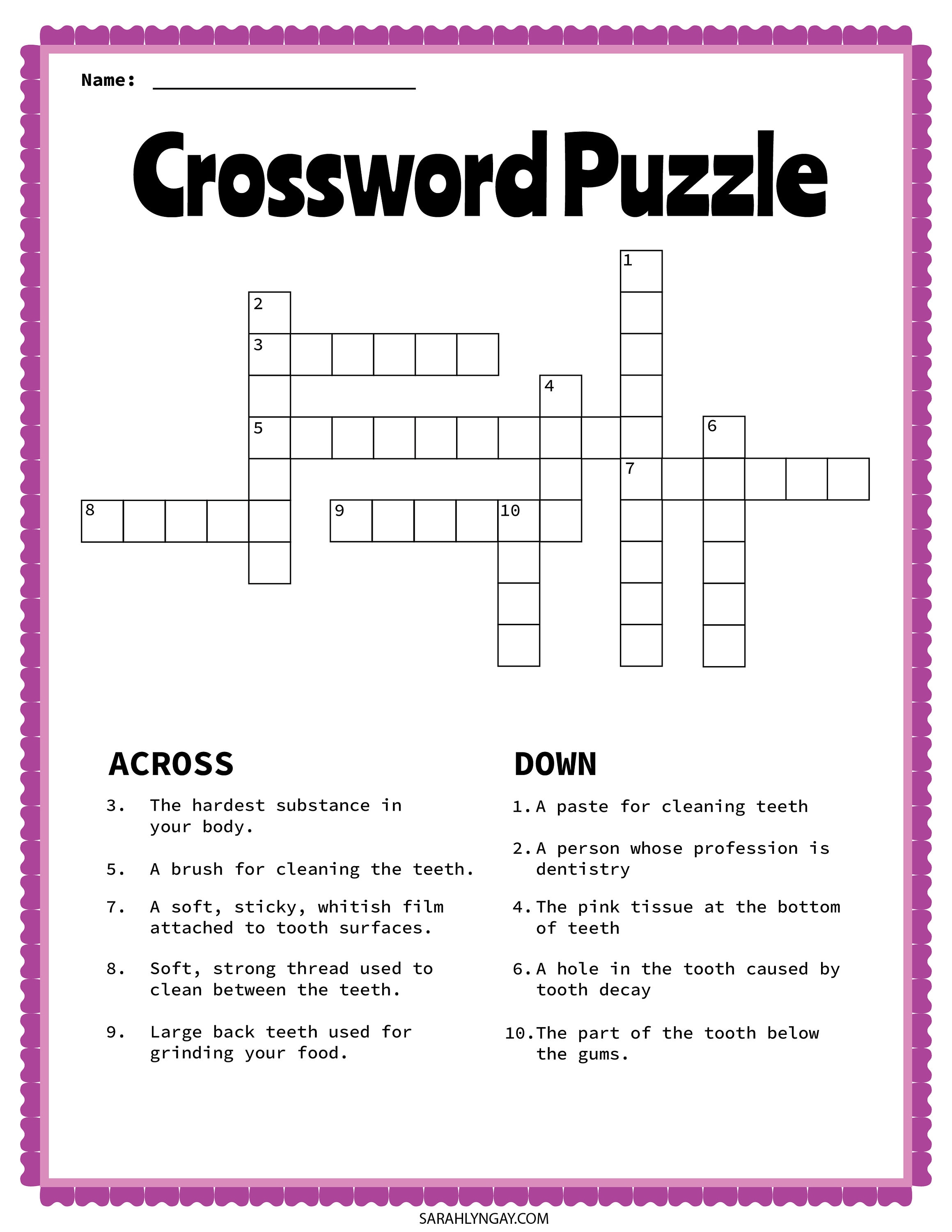 Parts of a Tooth Set Instant Download Digital Download | Etsy