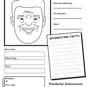 President Fact Sheets, Presidents, Digital Download, Instant Download ...